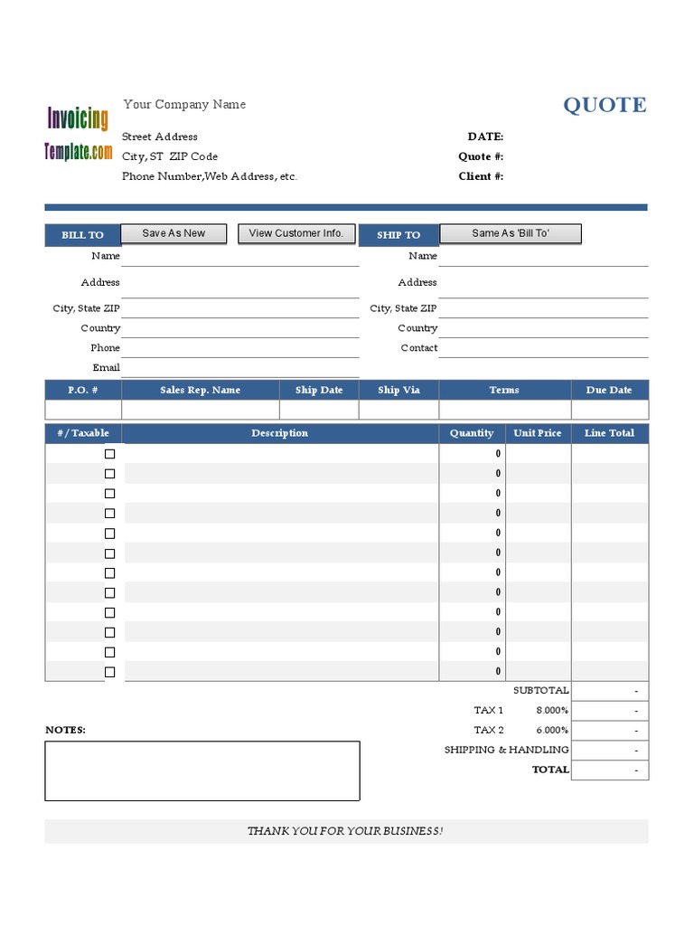 Quote: Your Company Name | PDF | Invoice | Taxes