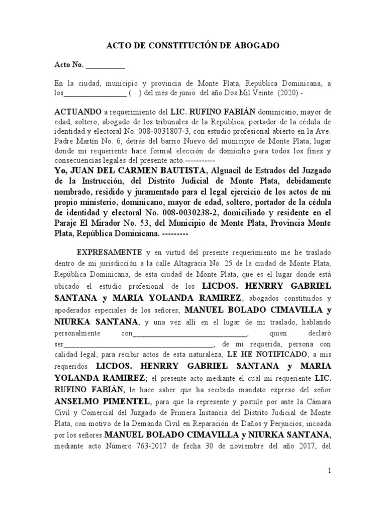 Unicaribe Acto De Constitucion De Abogado Descargar Gratis Pdf Ley