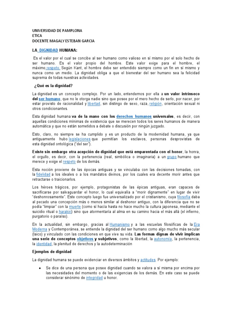 Taller Dignidad Humana | PDF | Dignidad | Teorías filosóficas