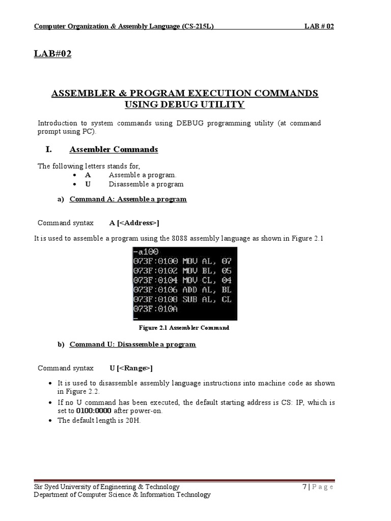 I. Assembler Commands: A) Command A: Assemble A Program | PDF | Assembly Language | Computer ...