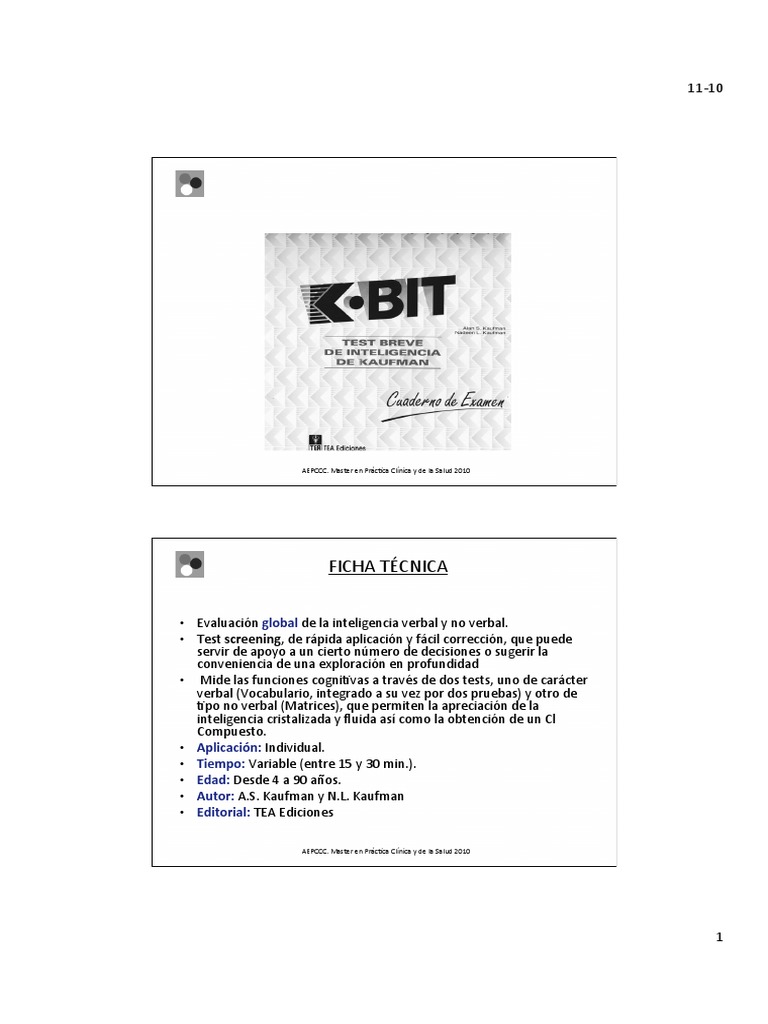 Explicación K-BIT | PDF | Inteligencia | Cognición