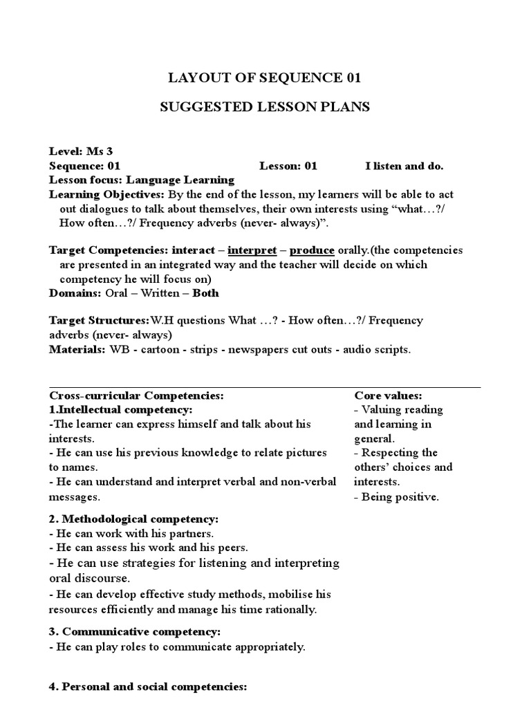 LAYOUT OF SEQUENCE 01 MS3 From Teachers - Guide 2017-2018 | PDF ...