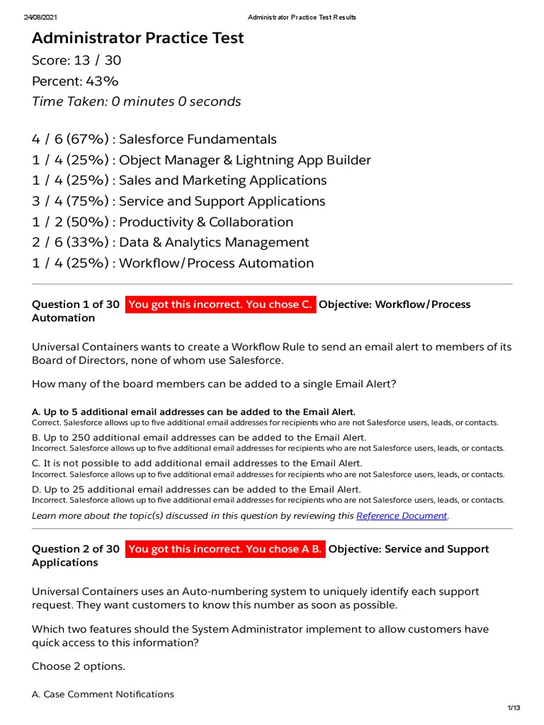 Administrator Practice Test Results Summary | PDF | Sales | Login