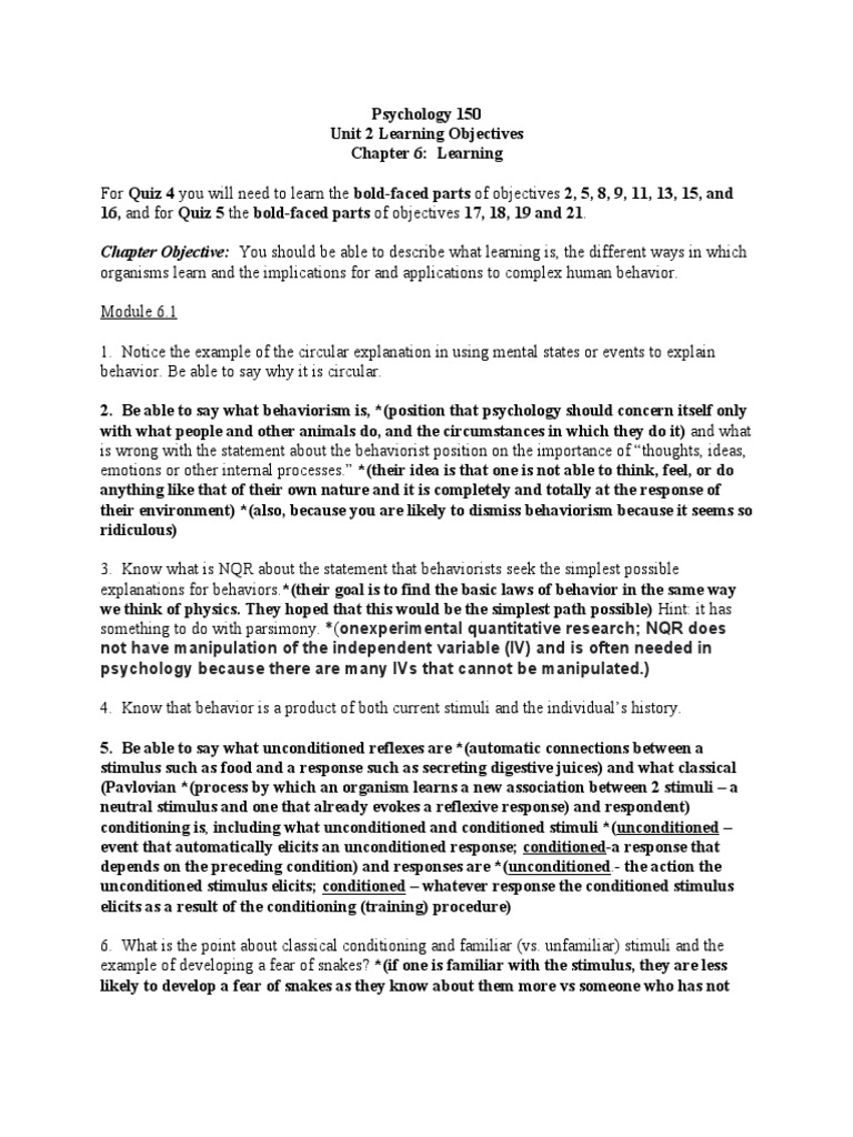 Chapter Objective: You Should Be Able To Describe What Learning Is, The ...