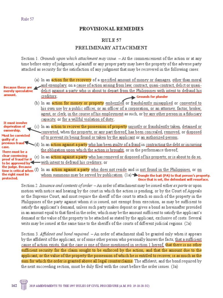 Provisional Remedies: Grounds Upon Which Attachment May Issue | PDF ...