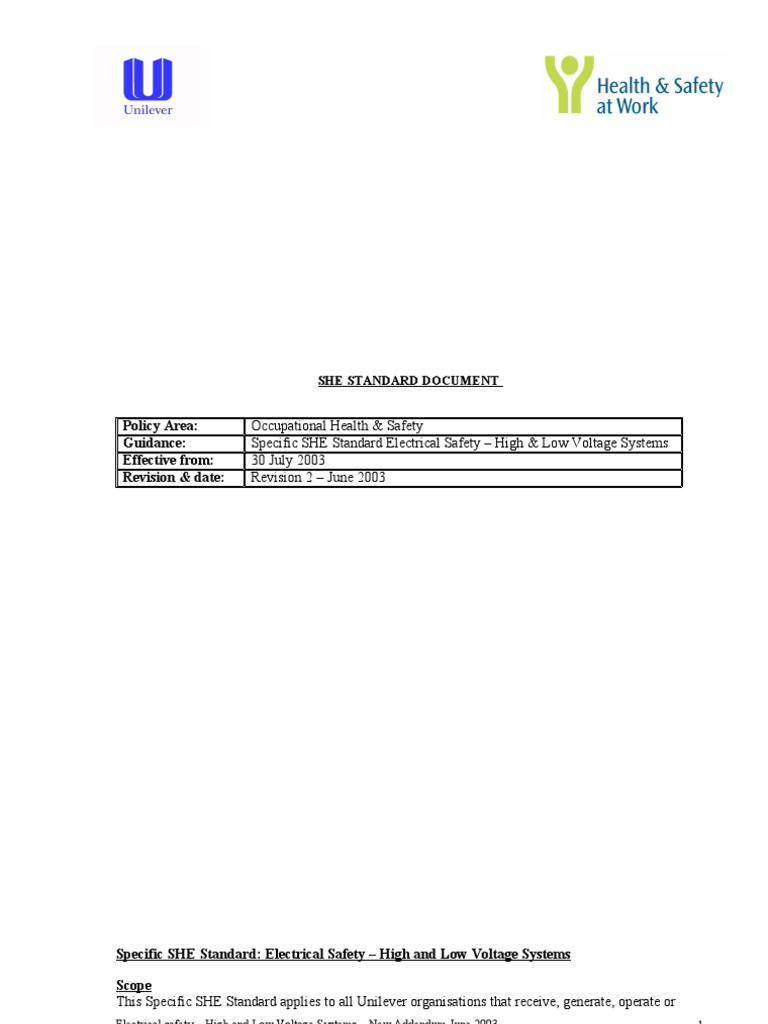 Specific SHE Standard Electrical Safety | PDF | Business