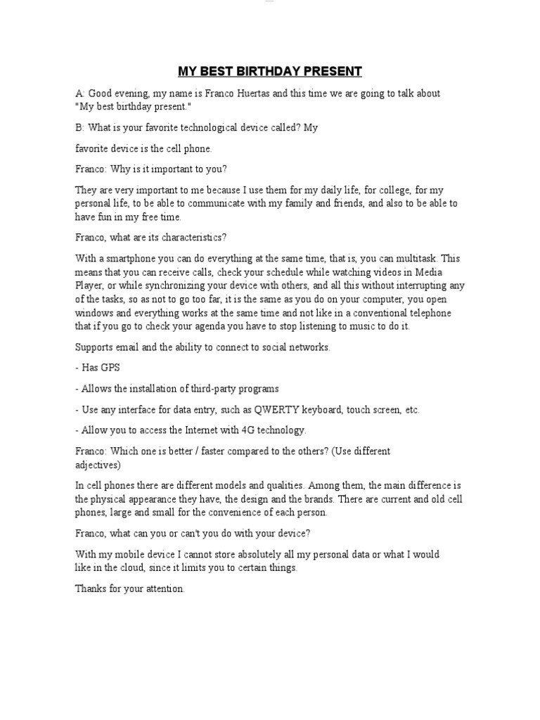 Ac s13 Week 13 Task Assignment My Best Birthday Present | PDF | Mobile ...