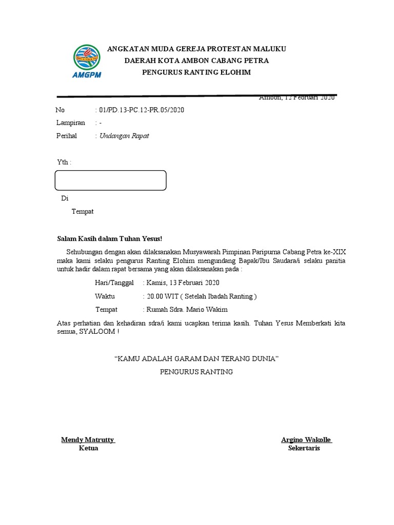 Undangan Rapat Musyawarah AMGPM | PDF