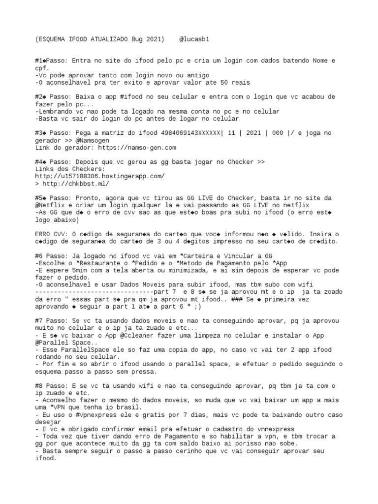 Esquema Ifood 2021 Com Login Novo! | PDF