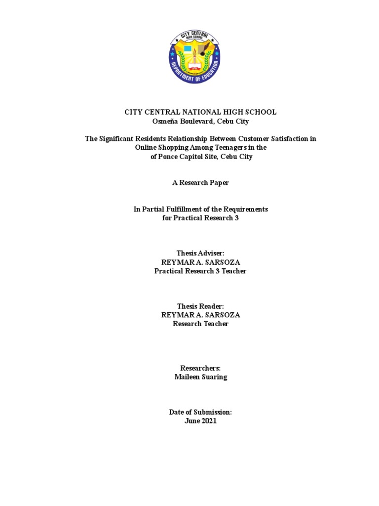 Final Front Page Research | PDF | Customer Satisfaction | Adolescence