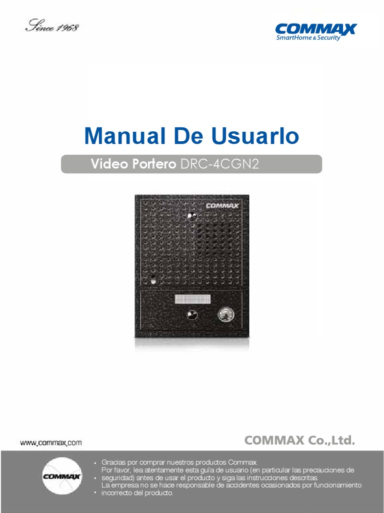 Manual Panel Commax DRC-4CGN2 | PDF | Tecnología de pantalla | Ingeniería Informática