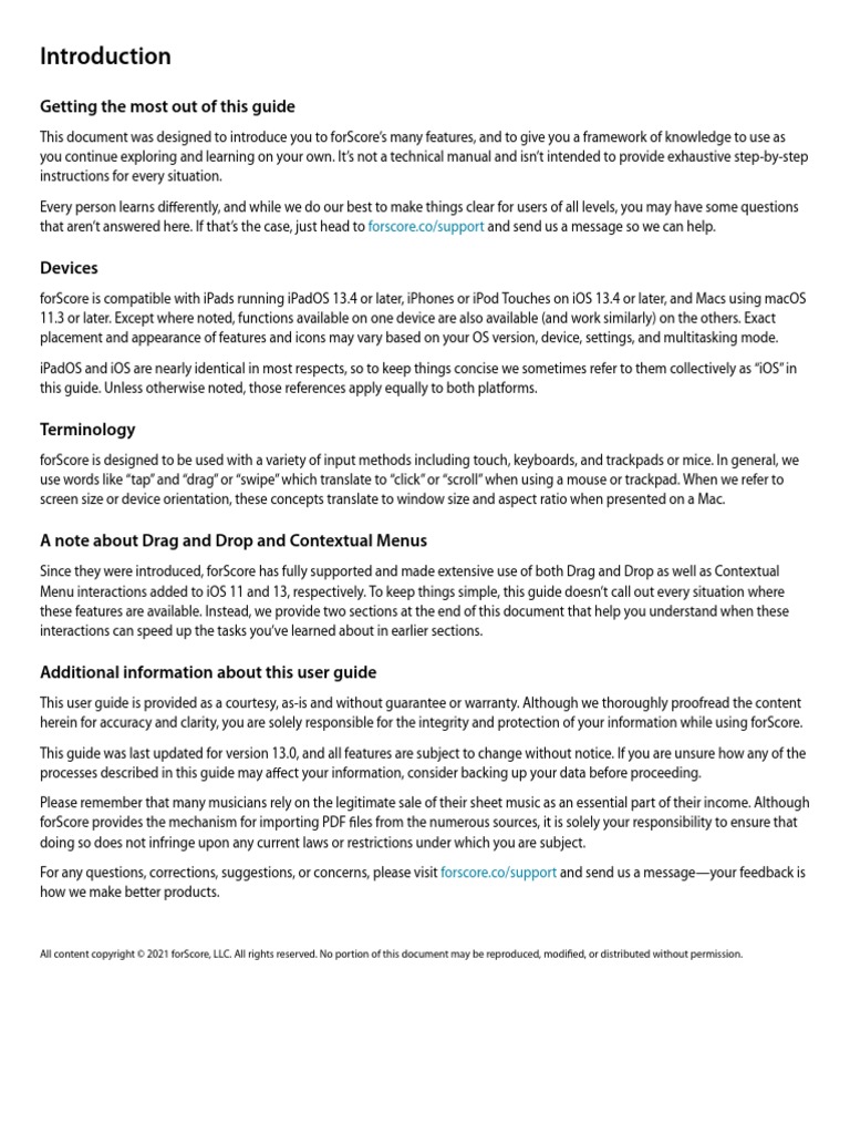 Getting The Most Out of This Guide: Forscore - Co/support | PDF | Ios ...