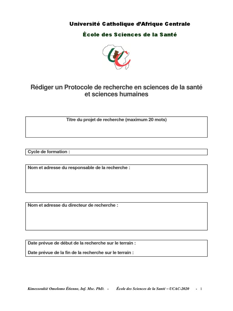 Rédiger Un Protocole de Recherche en Sciences de La Santé-Avril 2021 ...