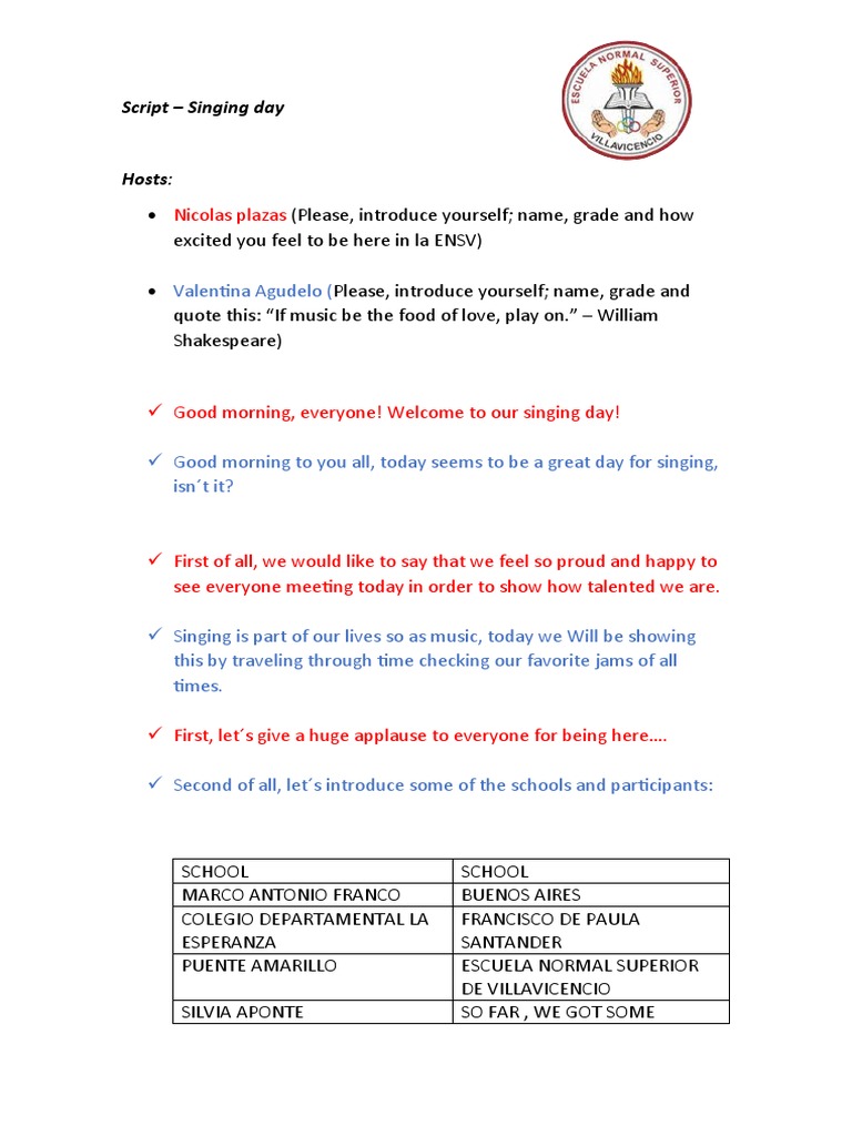 Script - English Singing Day | PDF | Britney Spears | Popular Culture ...