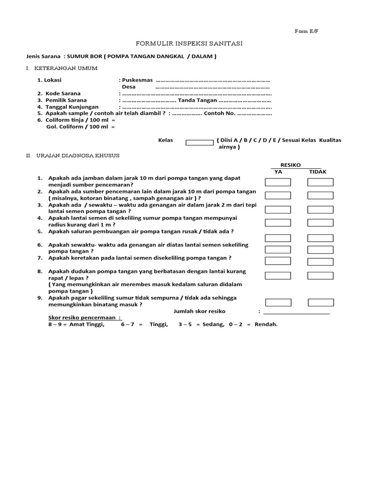 Inspeksi Sumur Pompa Tangan Sanitasi | PDF