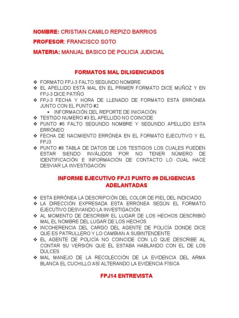 Errores en Formatos Judiciales | PDF