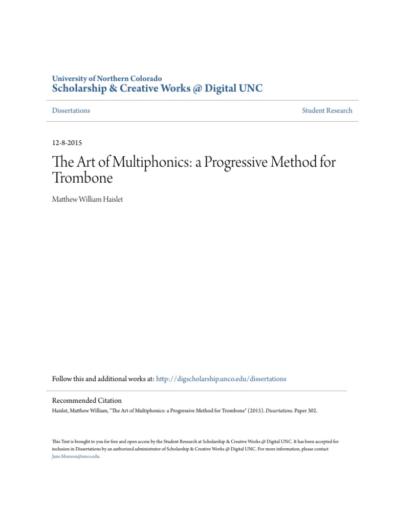 The Art of Multiphonics - A Progressive Method For Trombone | PDF ...