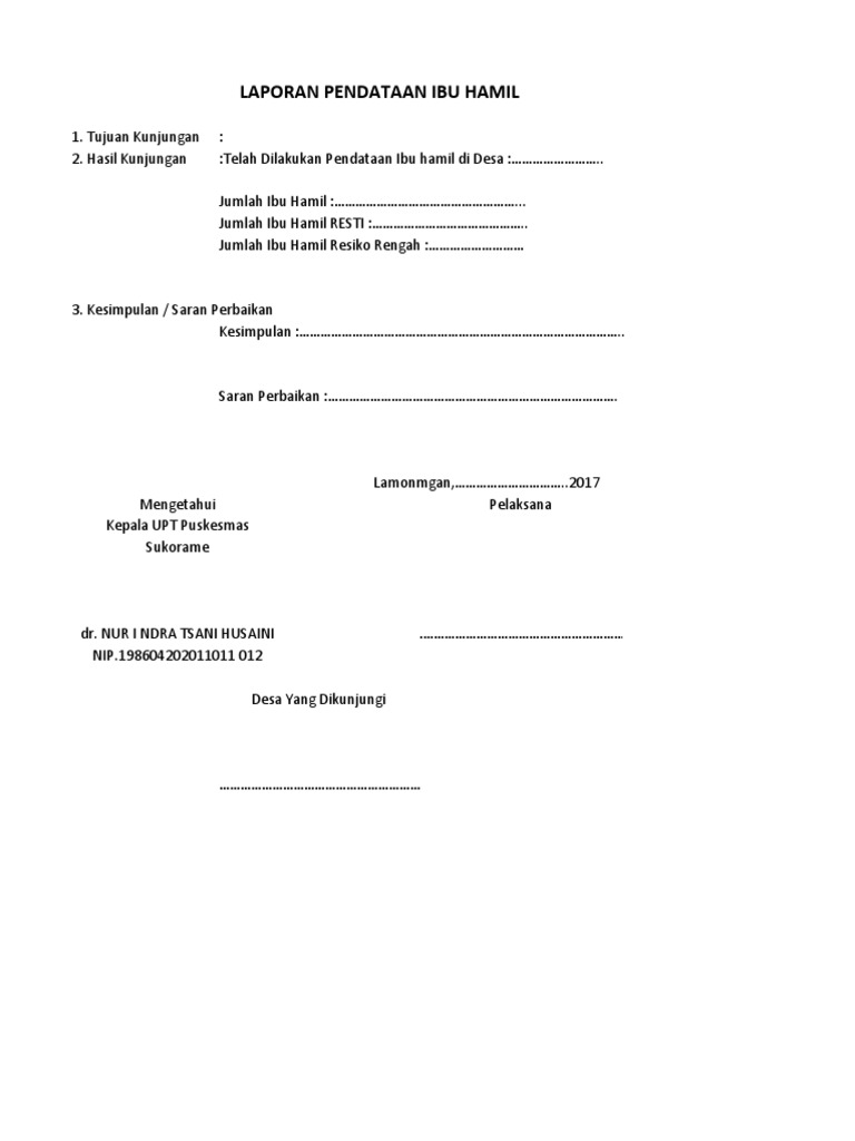 Blangko Lap Pendataan Bumil | PDF