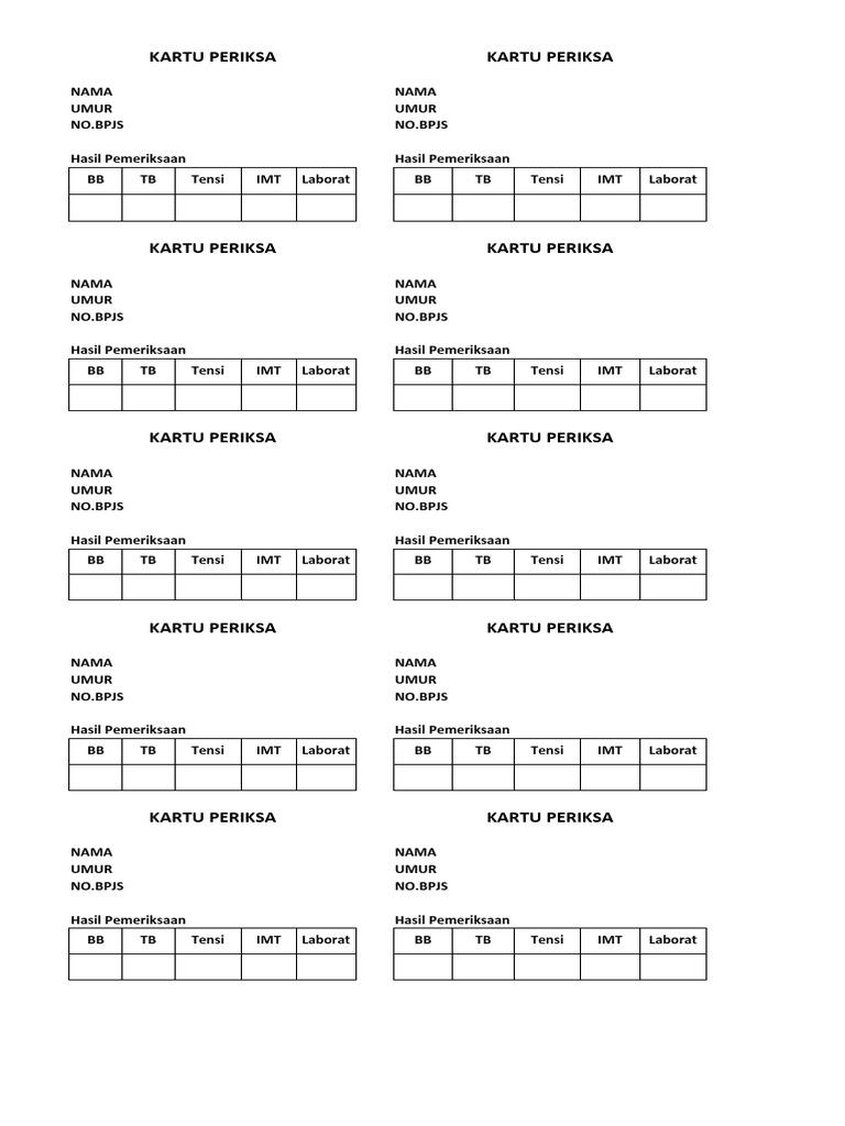 Blabko Kartu Periksa PTM 2019 | PDF