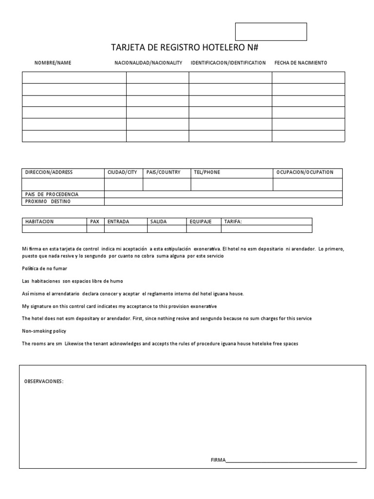 Formato de Registro de Reserva | PDF