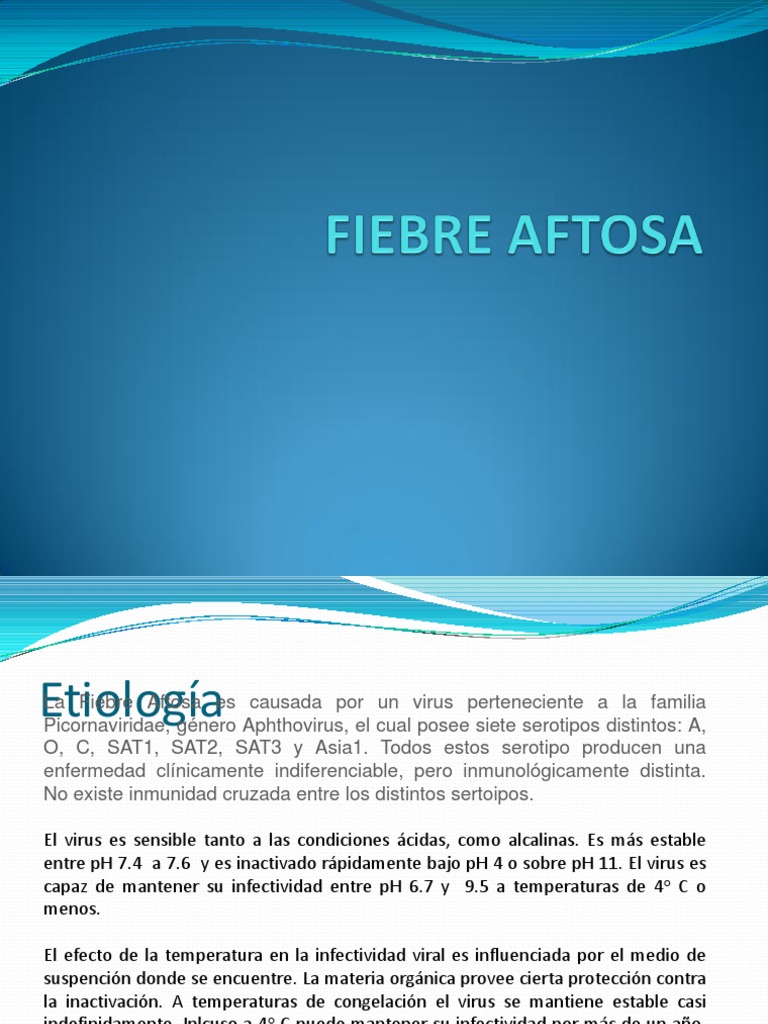 FIEBRE AFTOSA | Virus | Especialidades Medicas