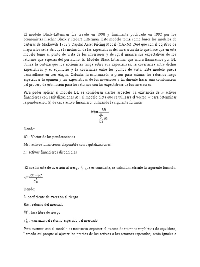 Modelo BL | PDF | Distribución normal | Matemáticas