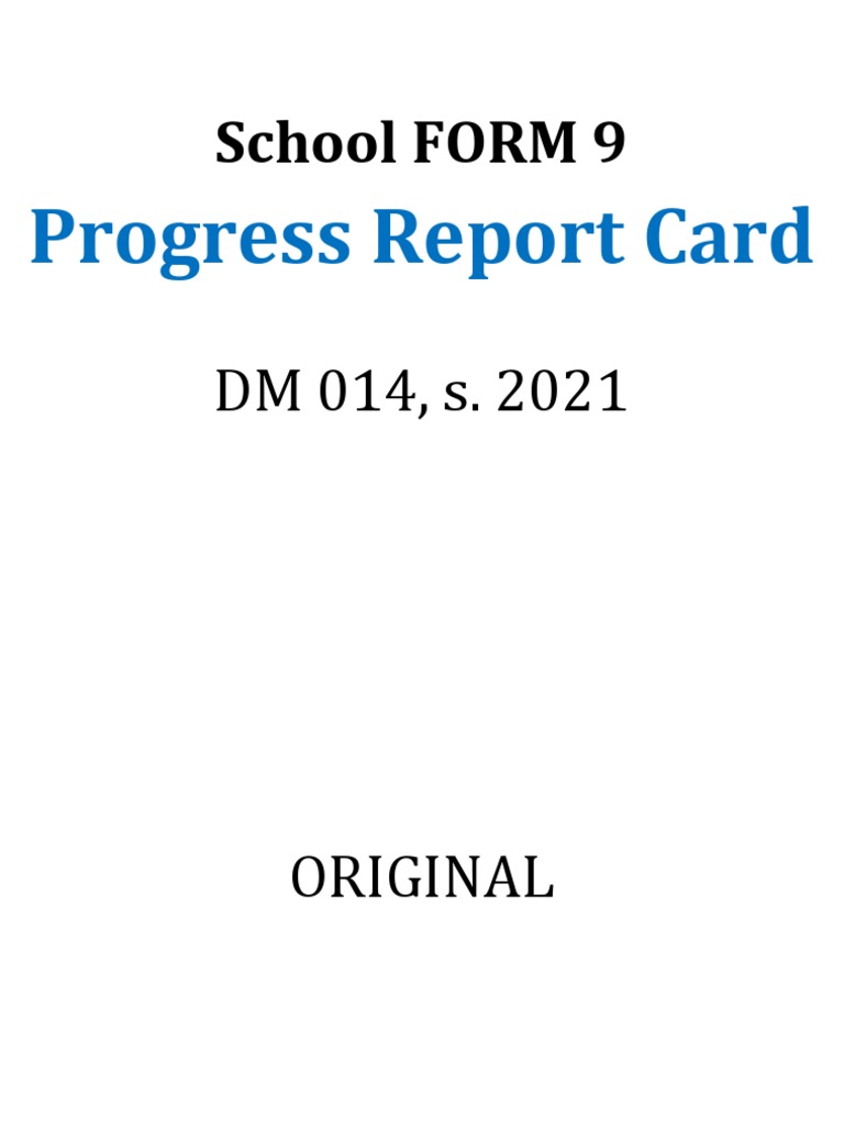 School FORM 9: Progress Report Card | PDF