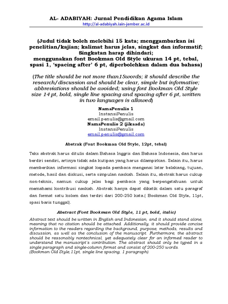 Template Penulisan Artikel PAI | PDF
