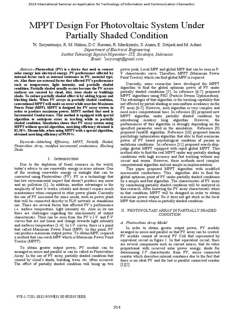MPPT Design For Photovoltaic System Under | PDF | Photovoltaics ...