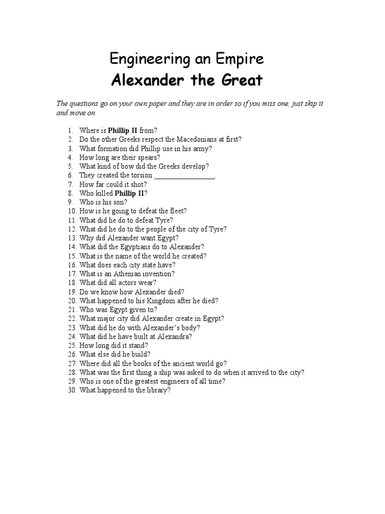 Alexander the Great: Engineering Insights | PDF