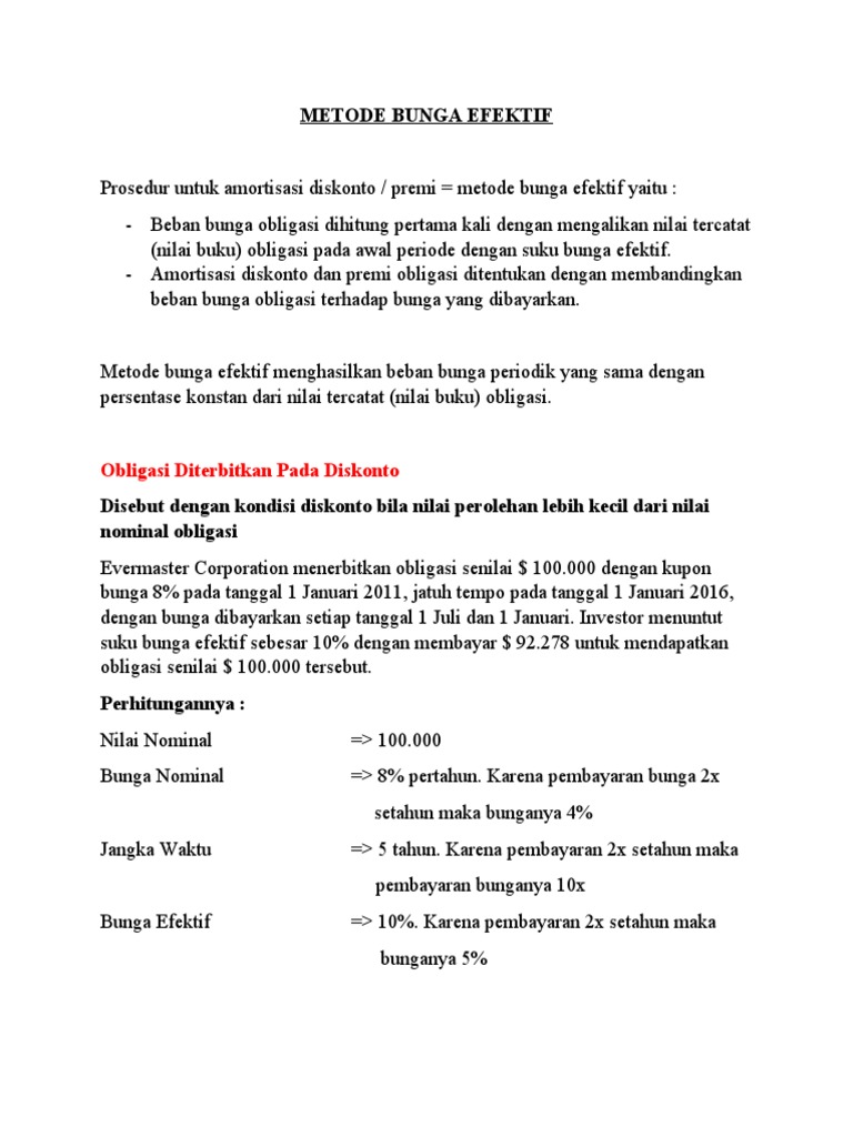Amortisasi Obligasi: Metode Bunga Efektif | PDF