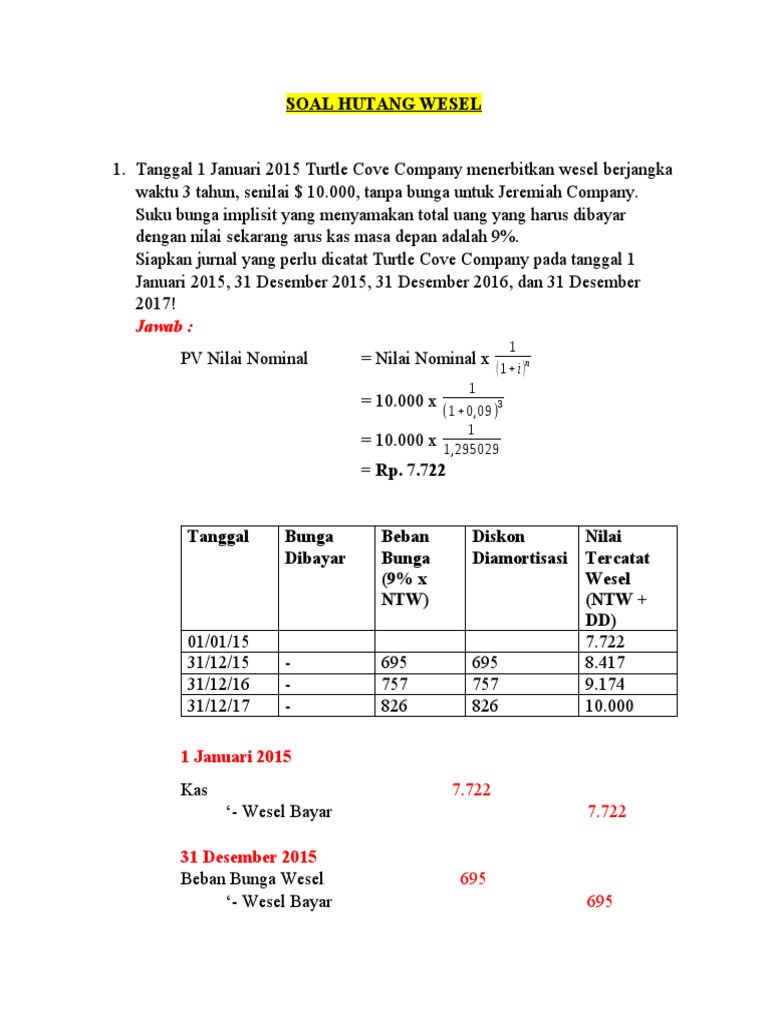 Contoh Jurnal Utang Obligasi dan Wesel | PDF