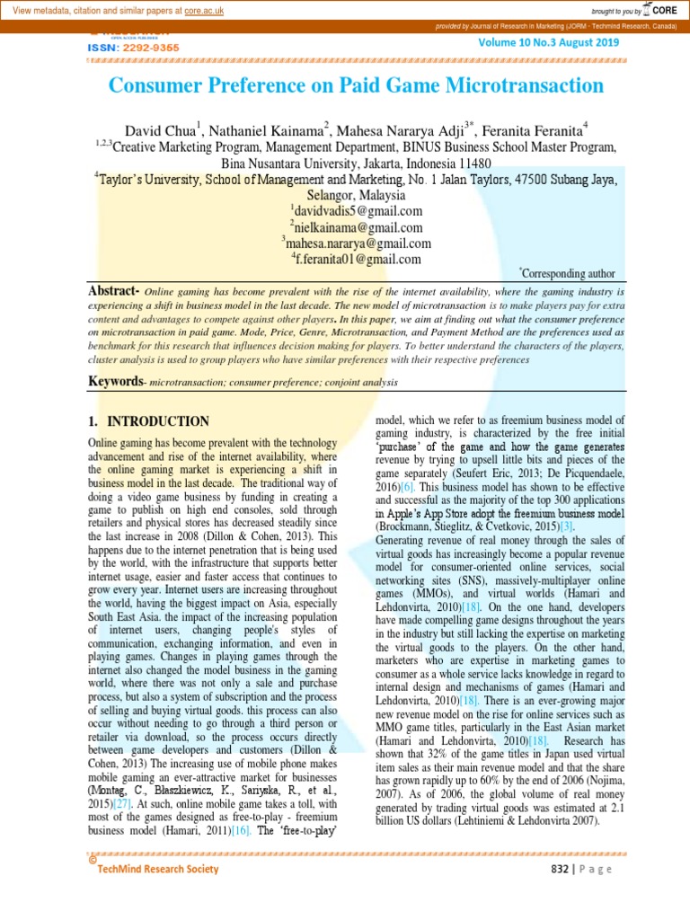 Consumer Preference On Paid Game Microtransaction | PDF | Video Games ...