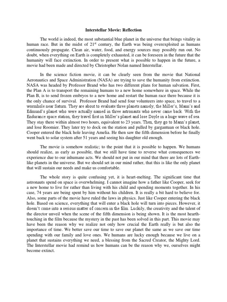 FILM REVIEW - Interstellar Movie | PDF | Art | Young Adult