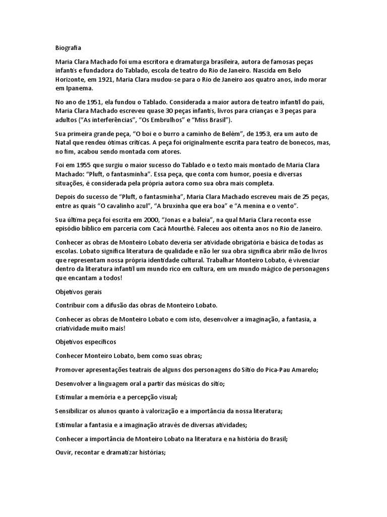 Biografia Maria CLARA MACHADO | PDF