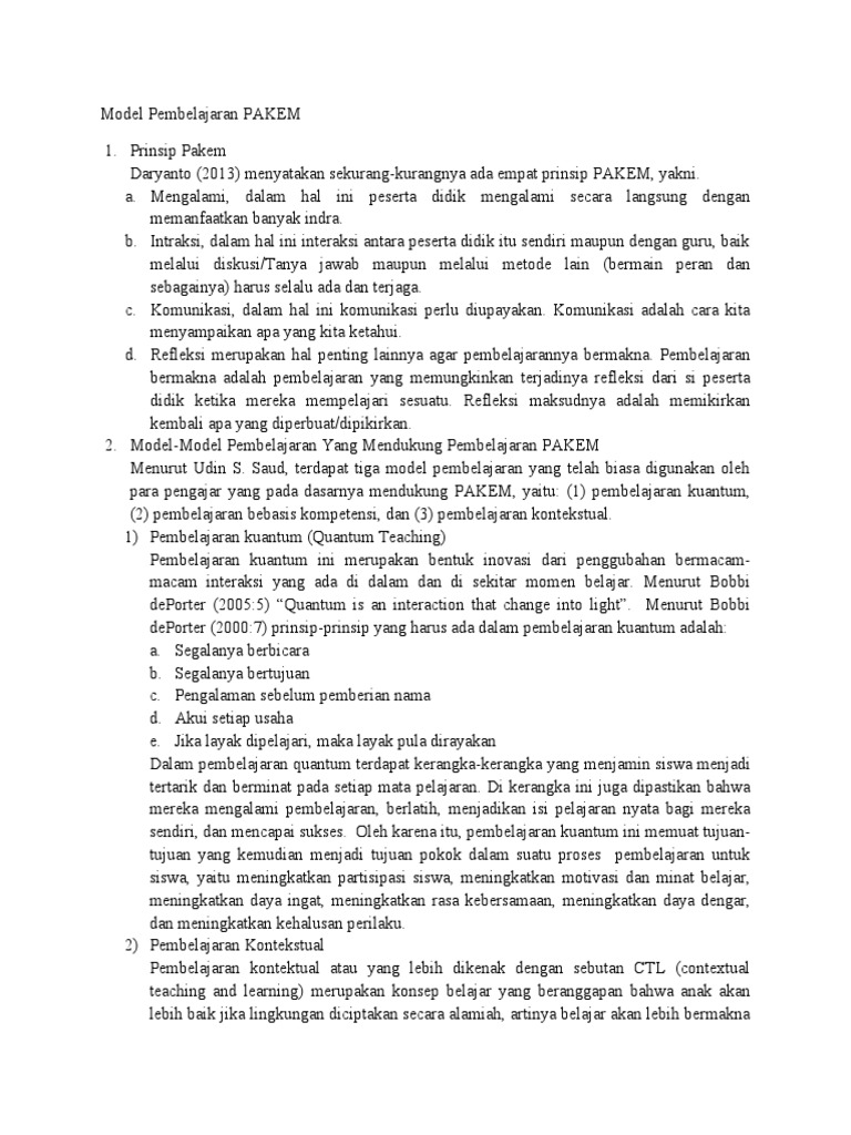 Model Pembelajaran PAKEM | PDF