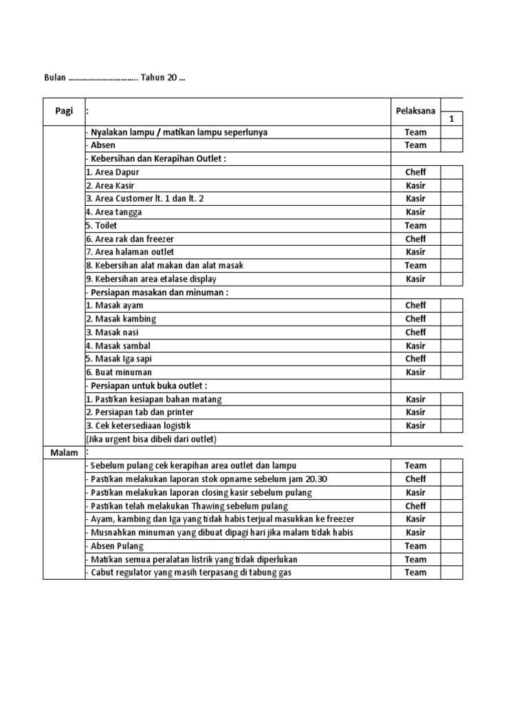 Checklist Outlet | PDF