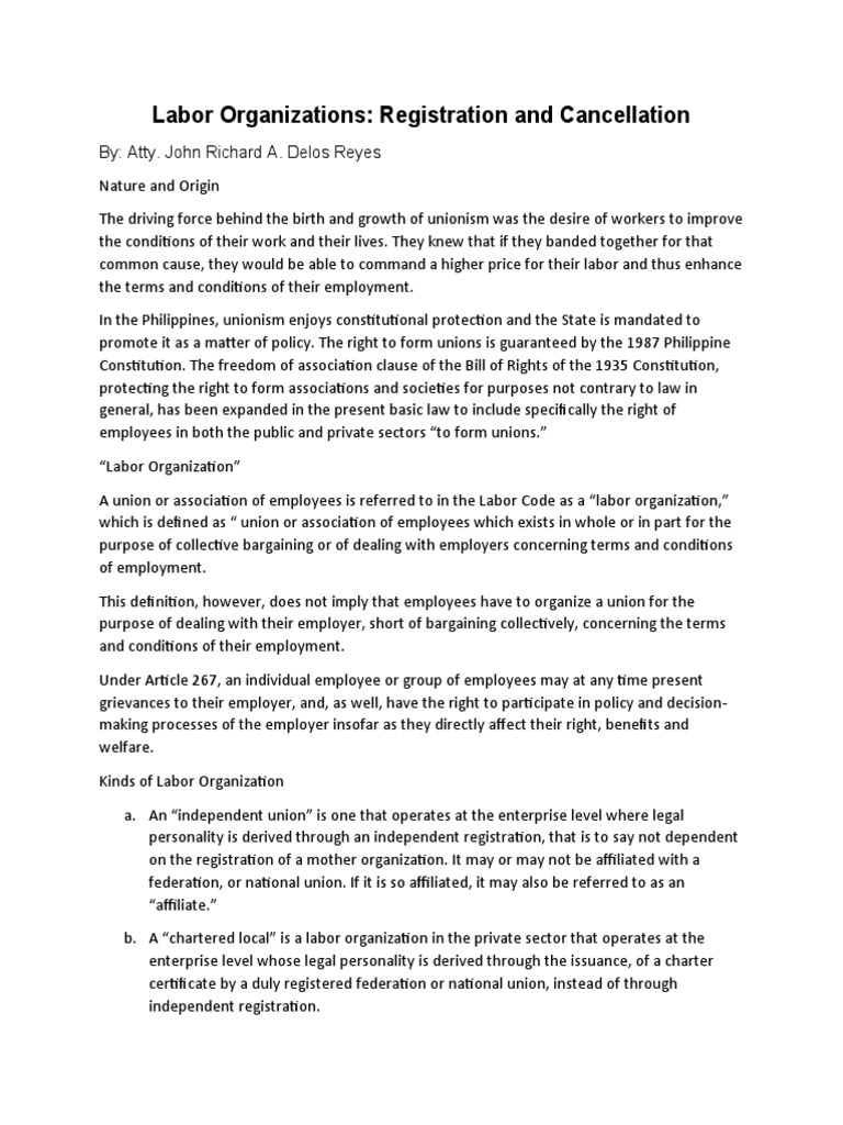 Labor Organizations: Registration and Cancellation | PDF | Employment ...