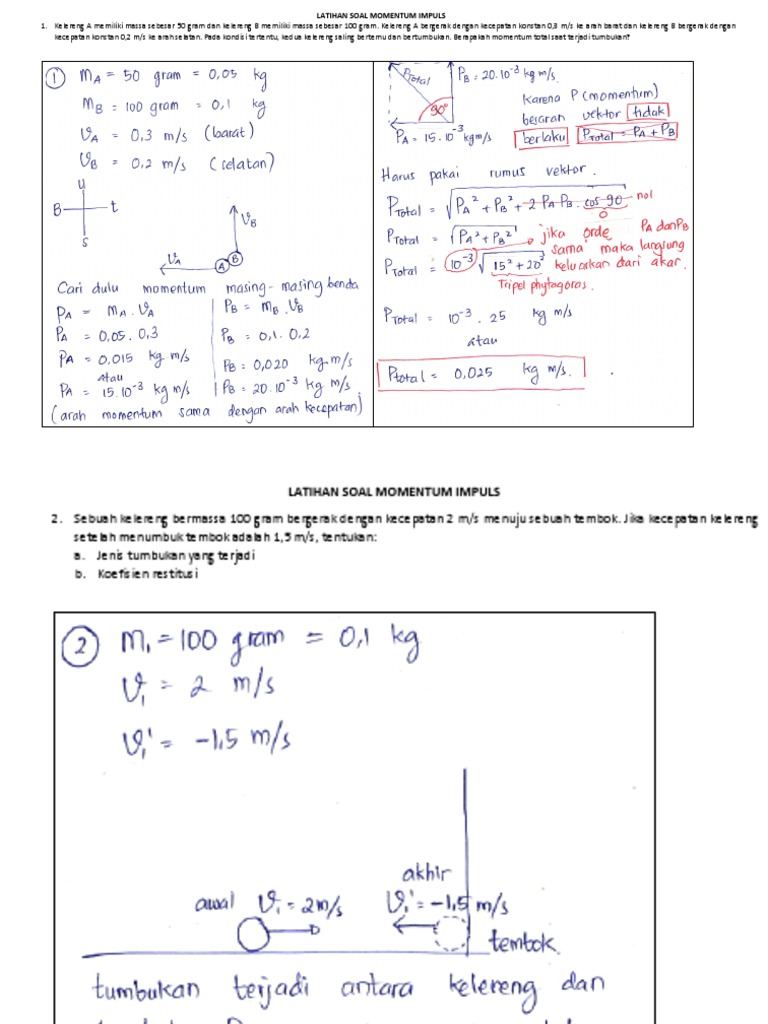 Revisi Pembahasan Latihan Soal Momentum Impuls 2020 | PDF