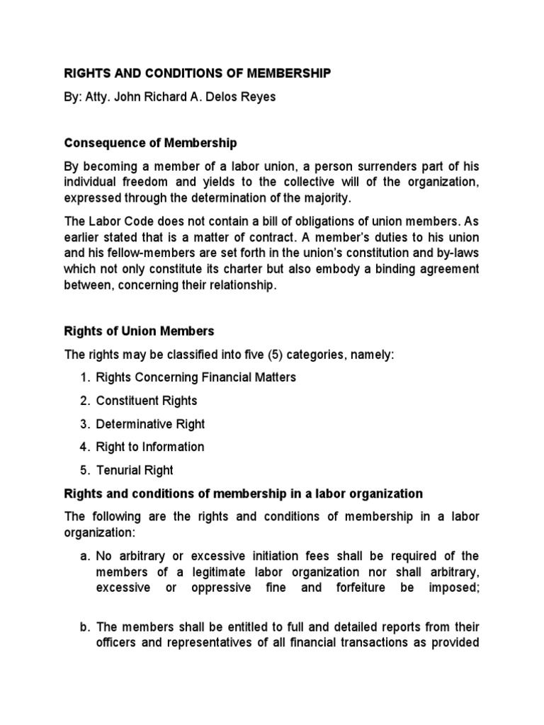 Union Membership Rights Explained | PDF | Employment | Collective ...