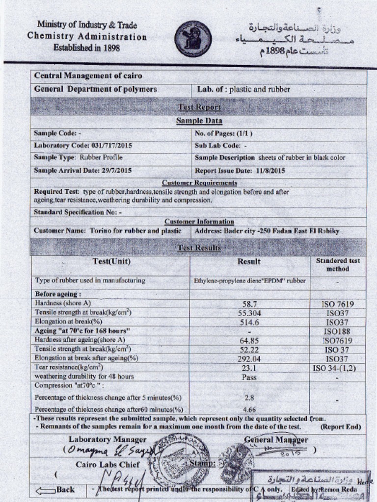 Rubber Specifications | PDF