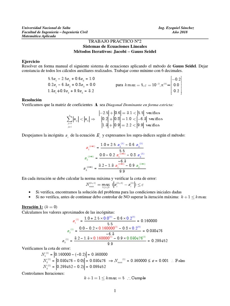Manual GAUSS SEIDEL | PDF | Ecuaciones | Algoritmos