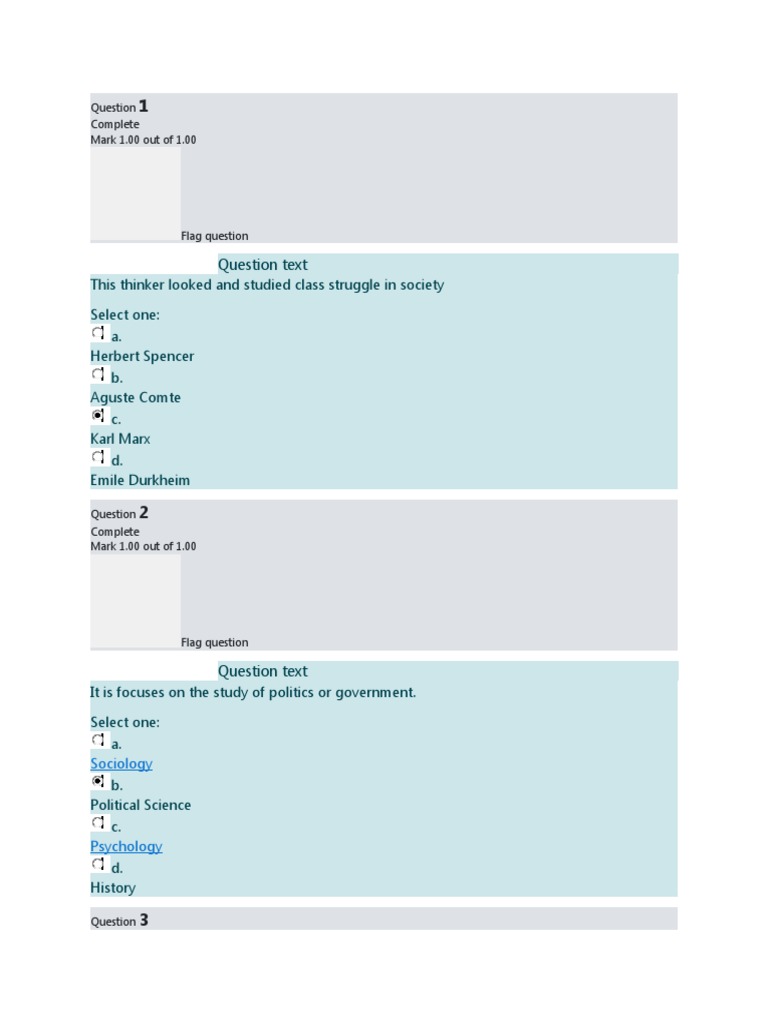 Understanding The Self Prelim Quiz 2 | PDF | Anthropology | Sociology