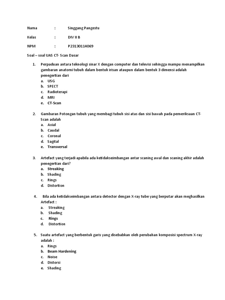 Soal CT SCAN | PDF