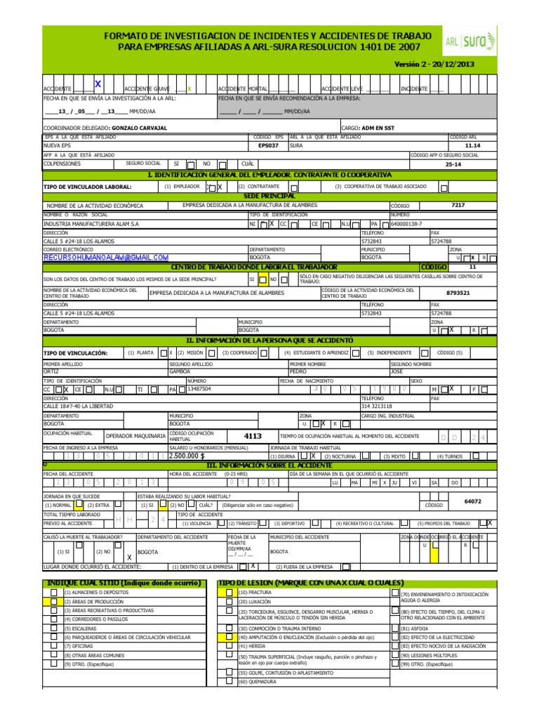 Formato Sura Completo | PDF | Pensión
