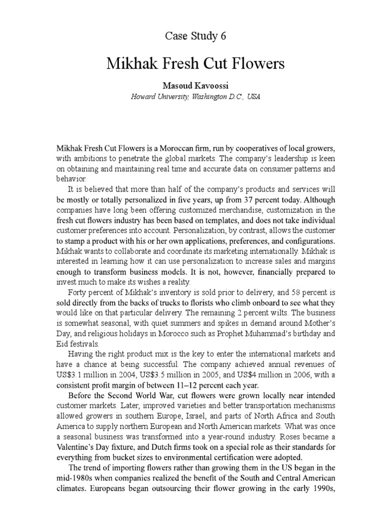 Mikhak Fresh Cut Flowers Case Study | PDF | European Union | Customer ...