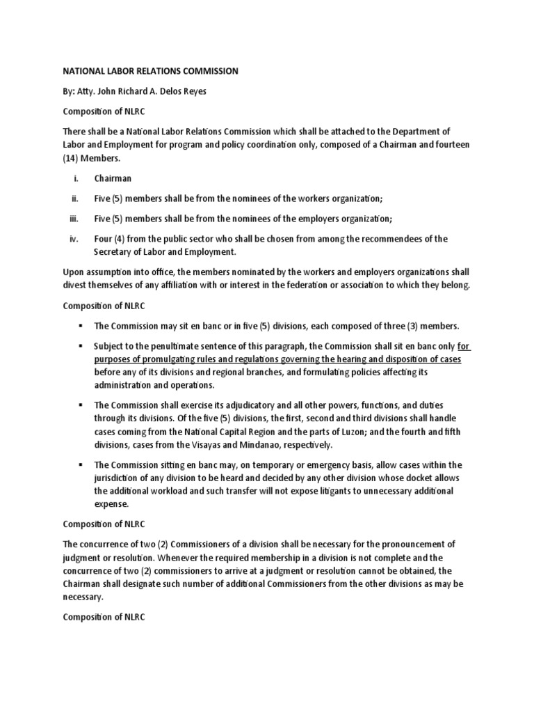 National Labor Relations Commission | PDF | Arbitration | Labour Law