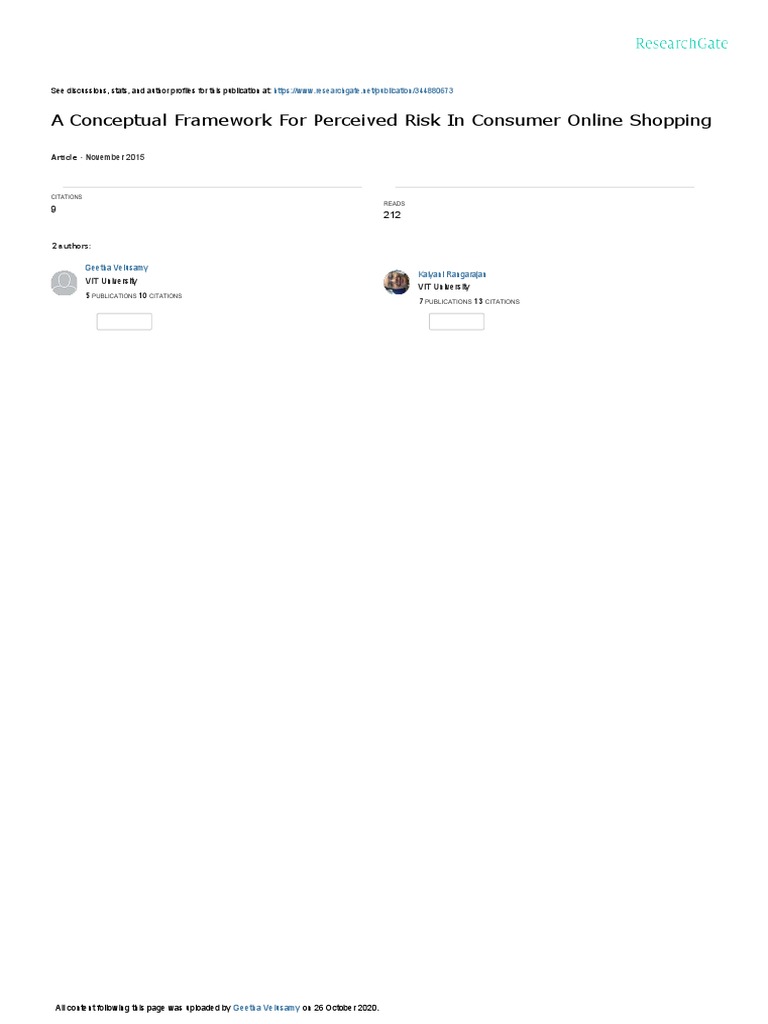 A Conceptual Framework For Perceived Risk in Consumer Online Shopping ...