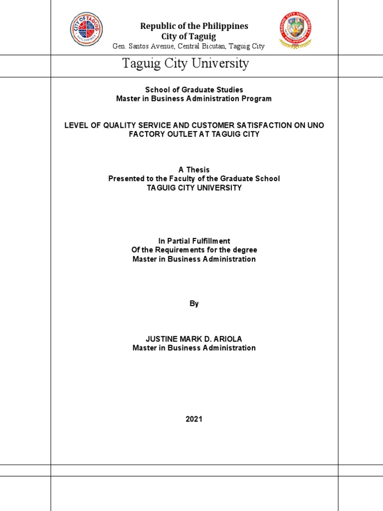 Thesis Final | PDF | Customer Satisfaction | Sampling (Statistics)