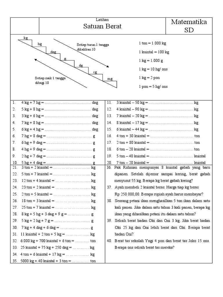 Latihan 2 Satuan Berat | PDF